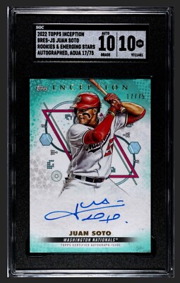 '22 Topps Inception Juan Soto Rookies & Emerging Stars Aqua Auto /75 ...