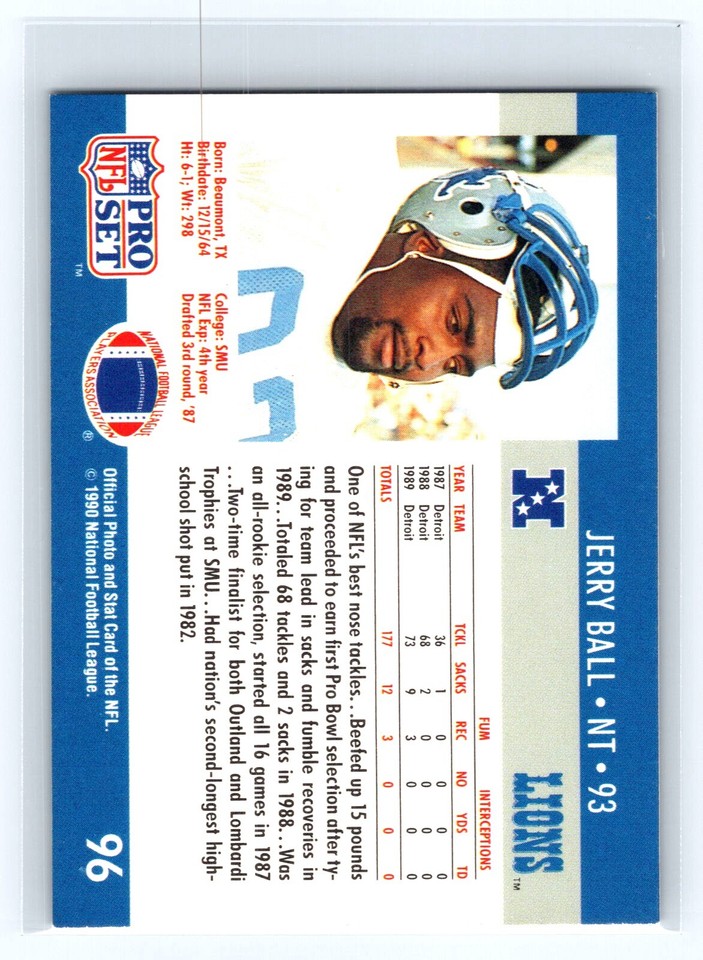 1990 Pro Set FACT Cincinnati #96 Jerry Ball Near Mint | eBay