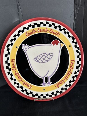Becky Denny Cluck-Cluck-Cluck 12" Round Chicken Platter Plate Signed | eBay