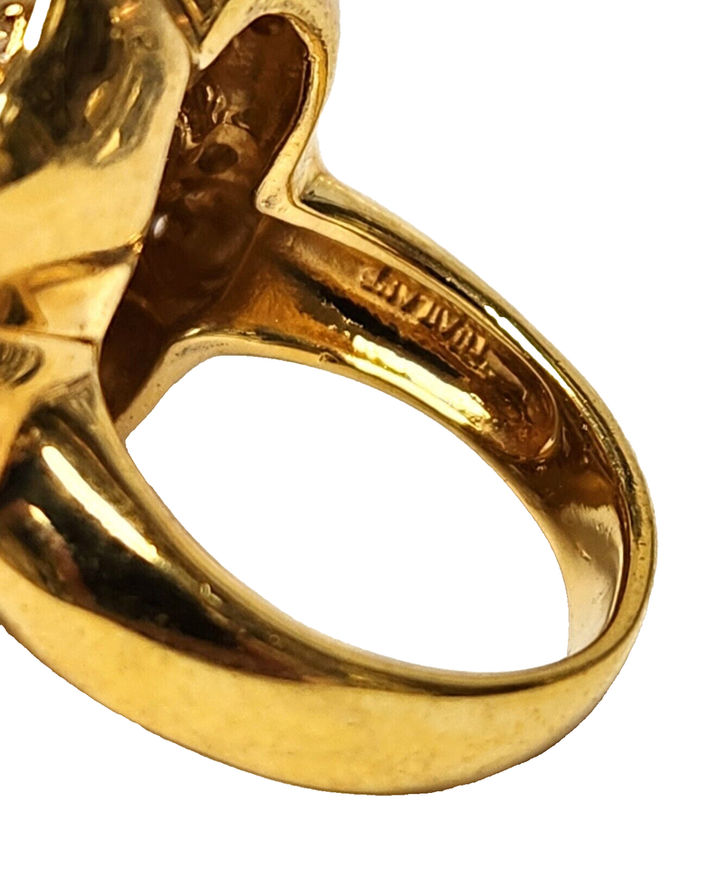 NEW UTC Gold Over 925 Sterling Silver Pave Cubic Zirconia Rose Flower ...