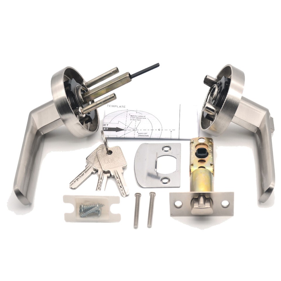 Internal Entry Door Lever Handle Silver Passage Heavy Duty Privacy Lock ...