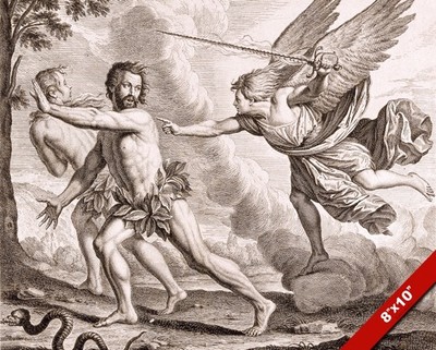 ADAM & EVE CAST OUT OF EDEN ANGEL PAINTING BIBLE CHRISTIAN ART REAL ...