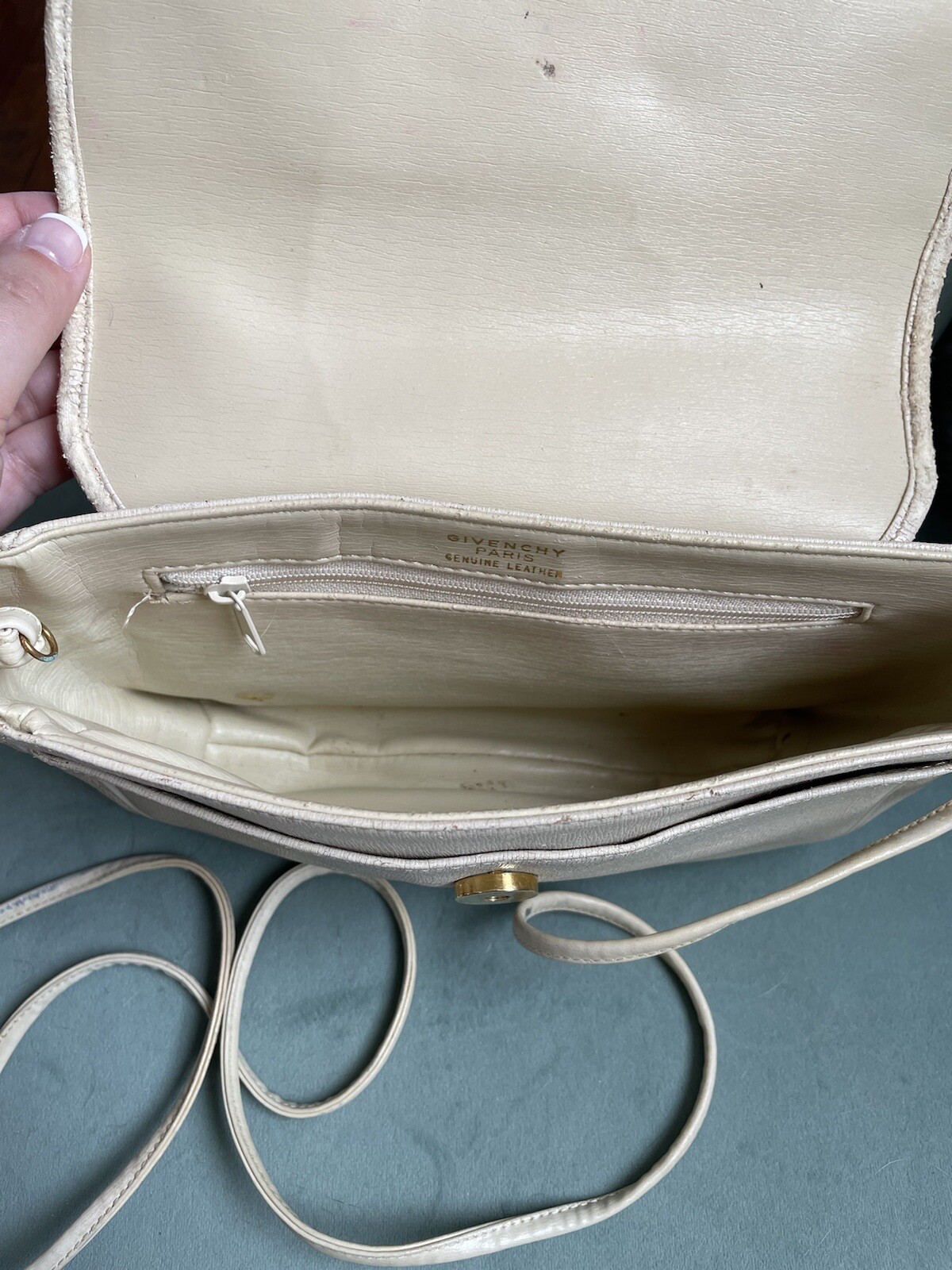 Vintage Givenchy Small Leather Ivory Crossbody Bag - Gem