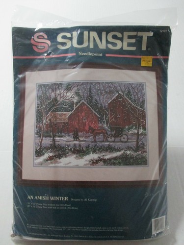 NEW VINTAGE 1994 SUNSET NEEDLEPOINT KIT *AN AMISH WINTER* AL KOENIG ...