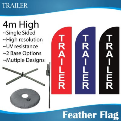 4m Outdoor TRAILER Flags Feather Banner Feather Flag with Base | eBay ...