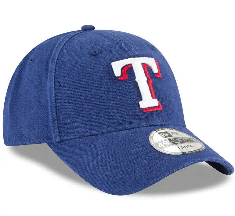 New Era Texas Rangers Baseball Core Fitted 49FORTY Dad Hat Cap Royal ...
