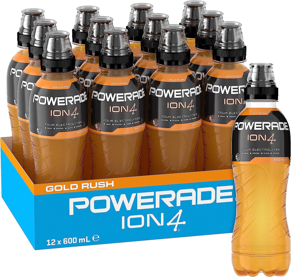 Powerade ION4 Gold Rush Sports Drink 600mL x12 Electrolyte Hydration ...