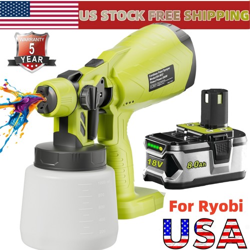 For Ryobi 18V Cordless High Pressure Airless Spray Gun Paint Sprayer ...