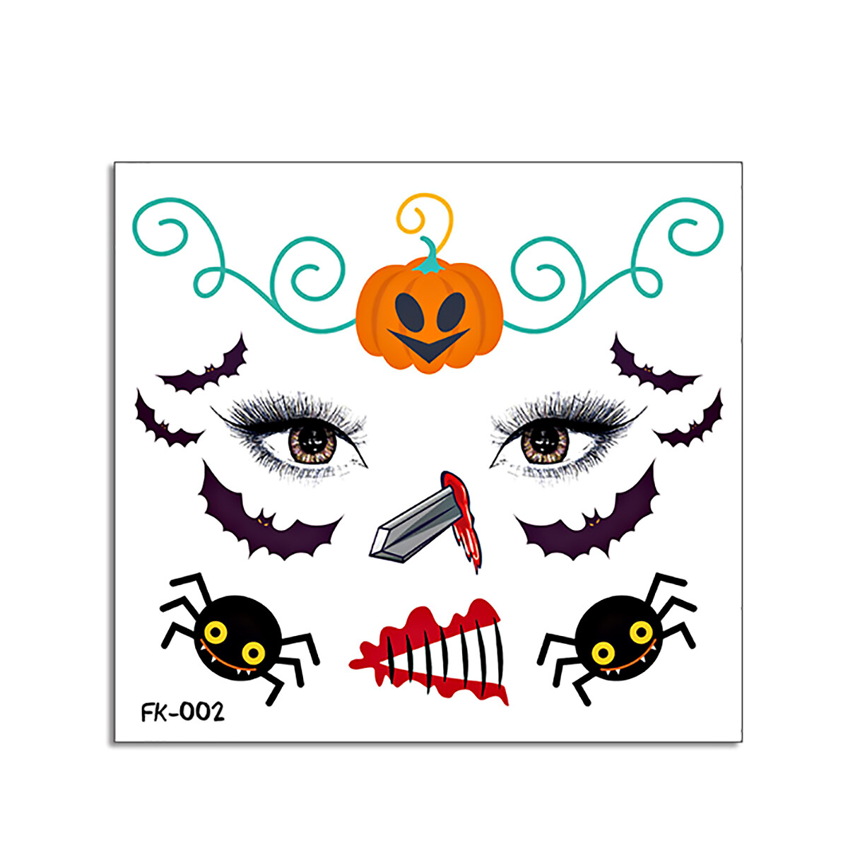 Kids Temporary Tattoos Halloween Party Removable Face Tattoo Safe Non ...
