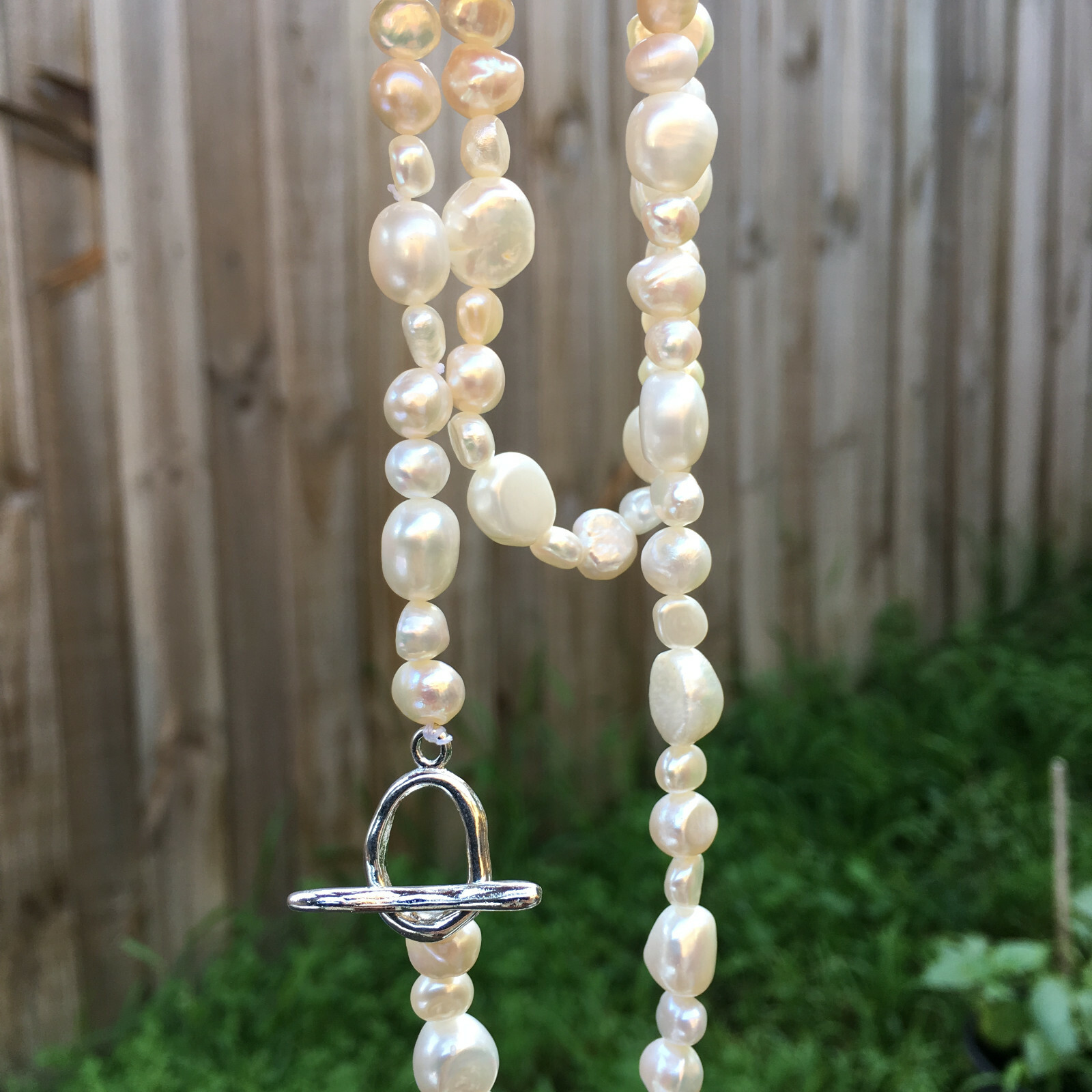 DL94 Nice Freshwater pearl Natural Baroque white mix size necklace AAA+ ...