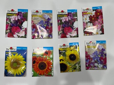 Lot Of 8 Burpee Flower Seeds ( Sunflower Sweet Pea Cosmos) Packed For ...