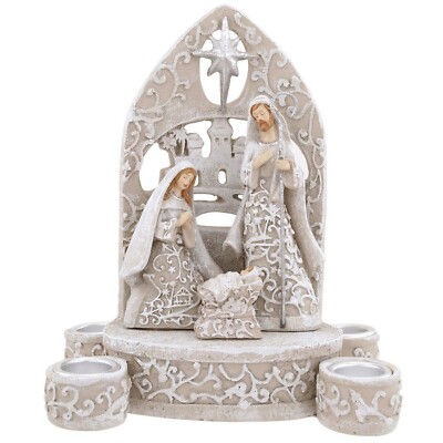Holy Family Ivory Lace Nativity Scene 7 Inch Resin Dolomite Advent ...