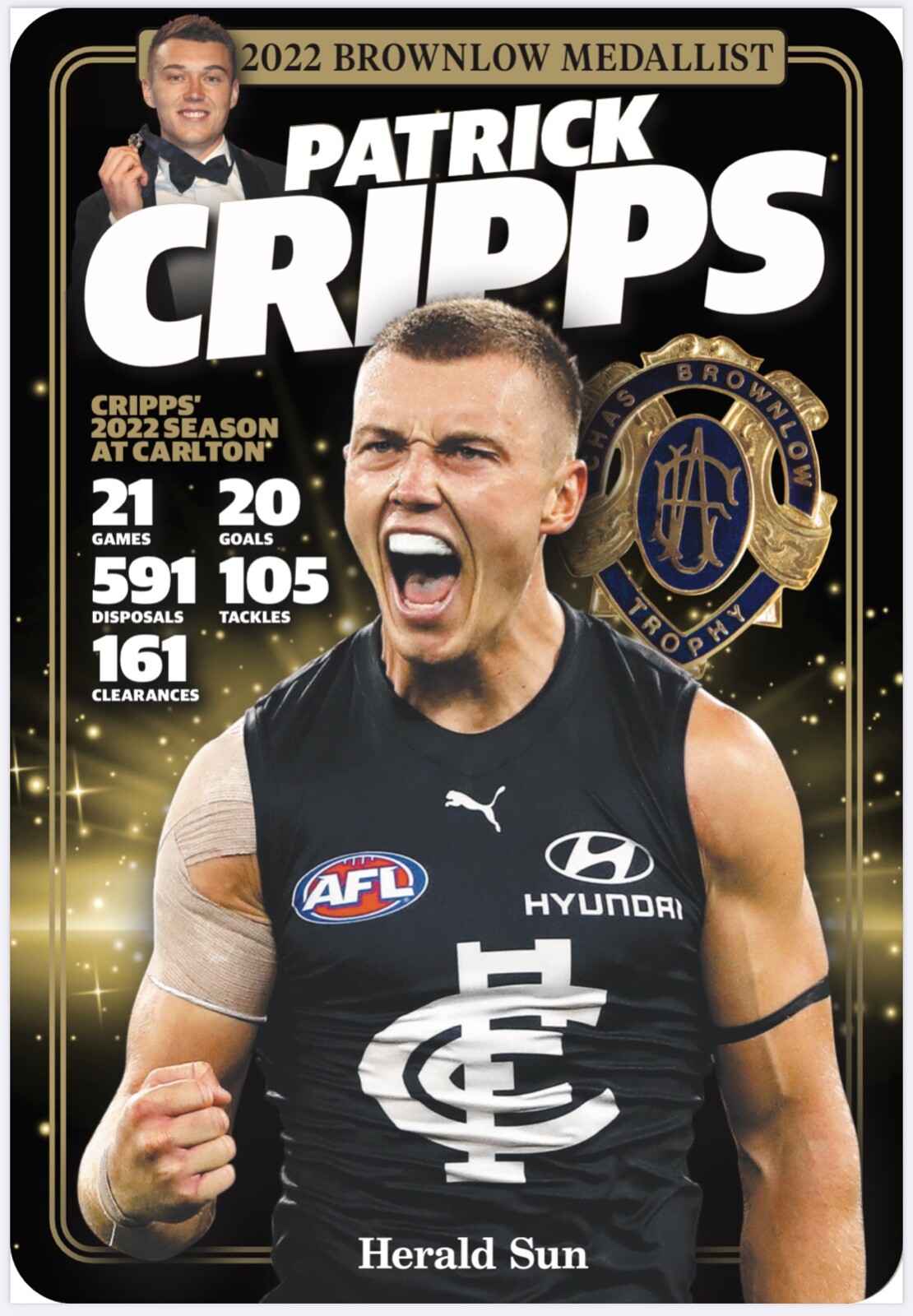 Patrick Cripps Brownlow medal winner Poster,BIG 420x300,FREE POST,AFL ...