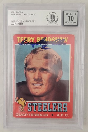 1971 Topps TERRY BRADSHAW Signed Rookie Football Card BAS Beckett Auto ...