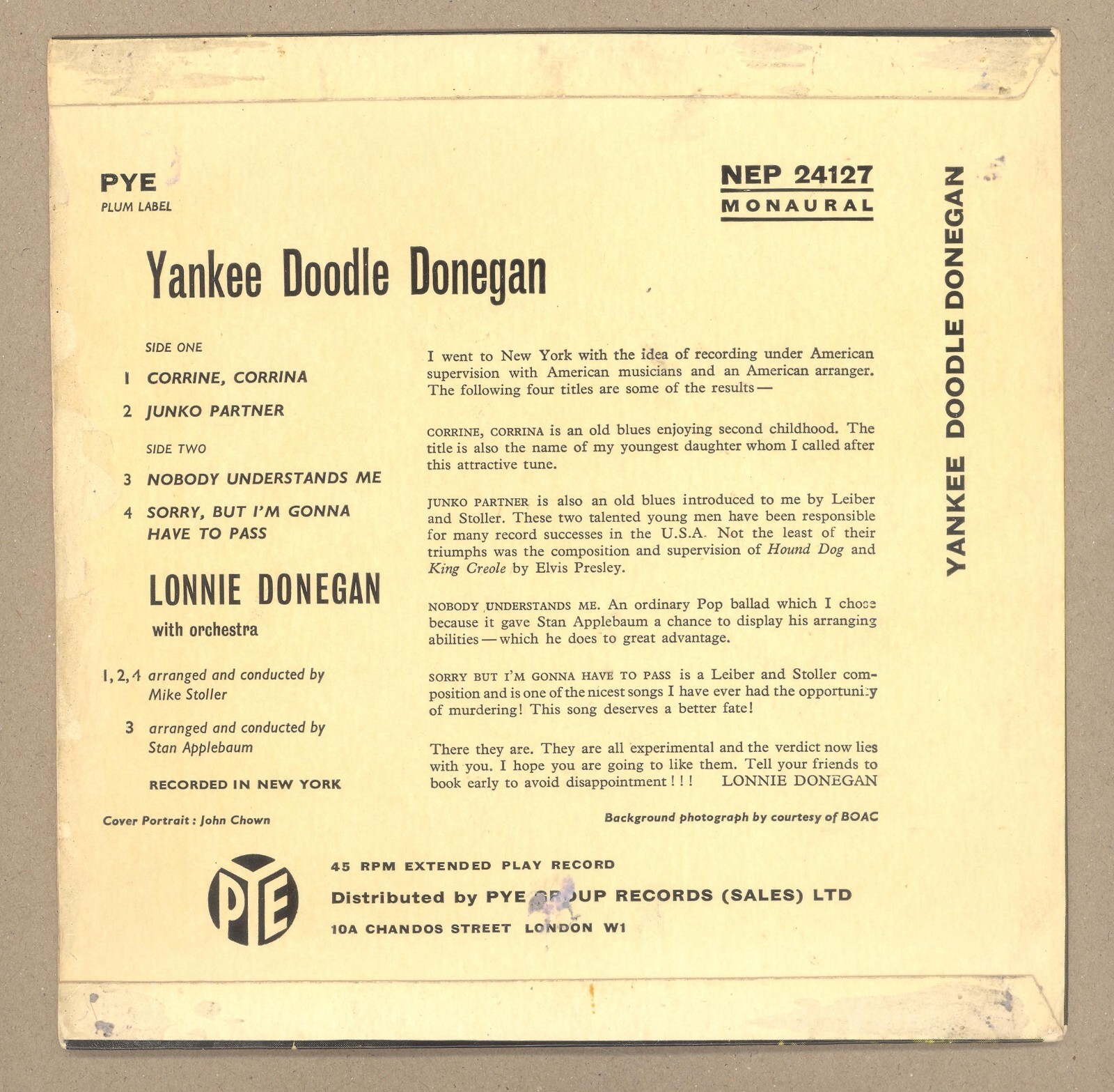 LONNIE DONEGAN “Yankee Doodle Donegan” PYE EP | eBay