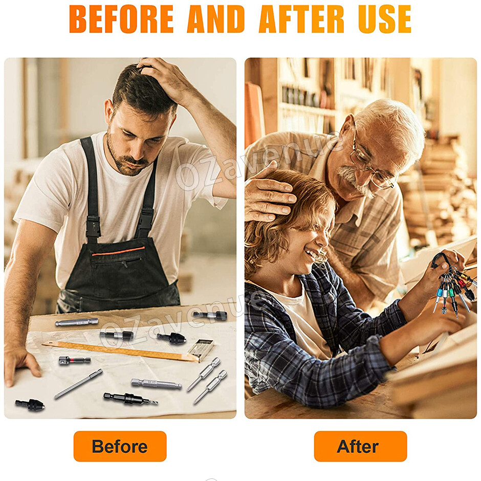 6Pc Hex Shank Screwdriver Bit Holder Extension Bar Tough Keychain ...