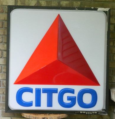 Original / Genuine Citgo Gas Station 37" Lighted Sign, Complete w/ Can ...