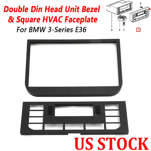 US Double Din Head Unit Bezel Square HVAC Faceplate Combo For BMW 3 ...