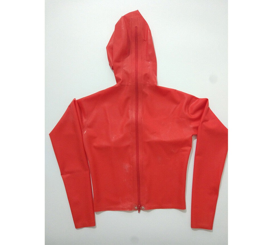 Latex Hooded Top Back Zipper Catsuit Bodysuit Rubber Costumes Cosplay ...