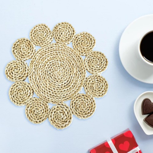 Cup Coaster Flower-shaped Soft Handmade Woven Exquisite Table Cup Mats ...