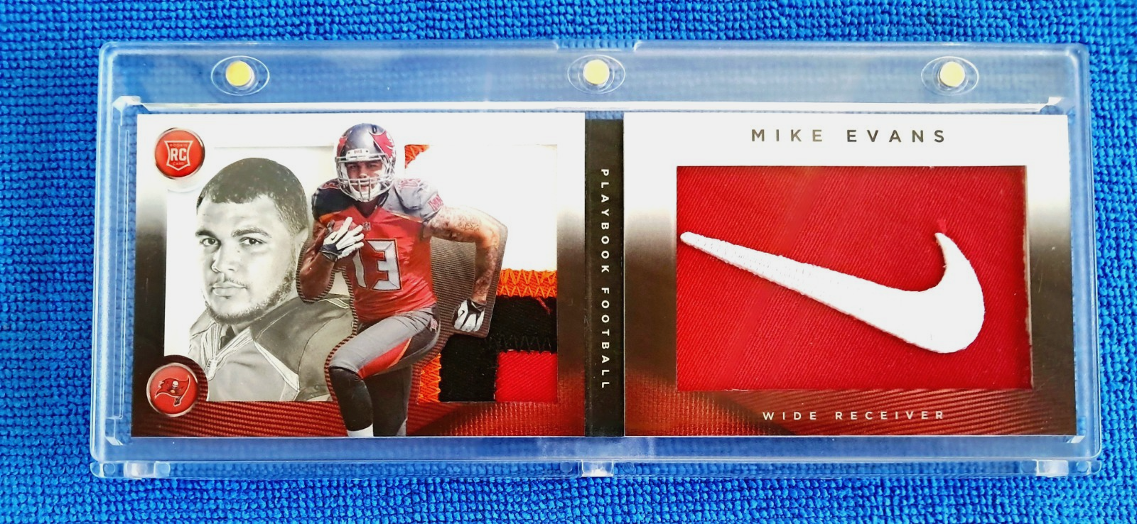 2014 PLAYBOOK MIKE EVANS ROOKIE PREMIERE WORN NIKE SWOOSH PATCH BOOK 2/ ...