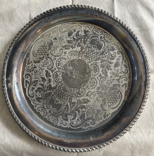 Vintage Ornate Crescent Silverware Co. Round Silver Tray 12.25 ...