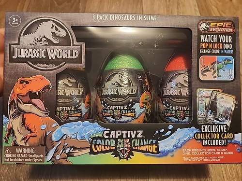 Jurassic World Captivz Eggs Color Change Dinosaurs In Slime 3 Pack New ...