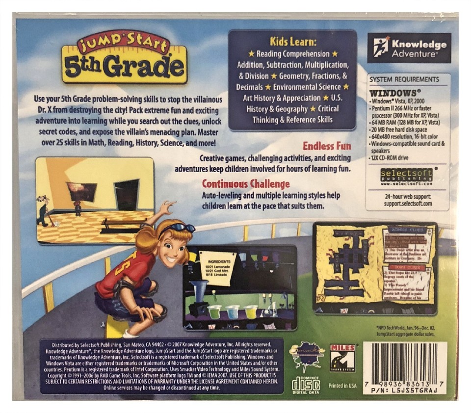 Jumpstart 5th Grade Pc Brand New Win10 8 7 XP Geometry History Math ...