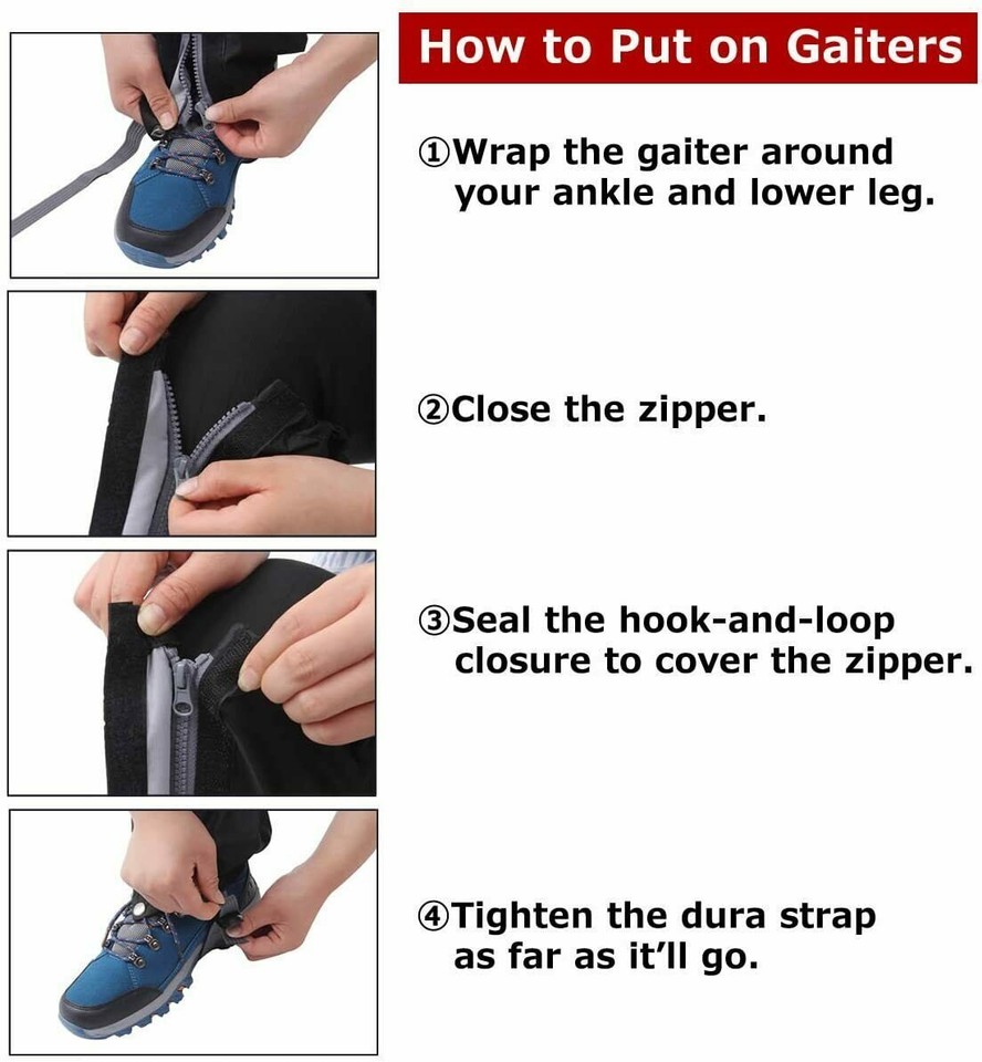 Snowproof Waterproof Climbing Hiking Snow Ski Gaiters Leg Cover Boot ...