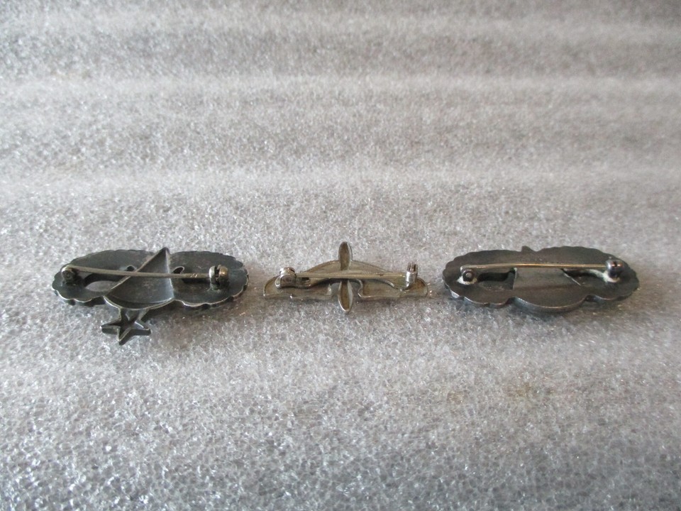 WW2 US ARMY AIR CORPS PARACHUTIST BADGE PINS(3) JUMPMASTER+PILOT WINGS ...