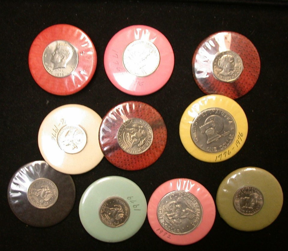 SELDOM SEEN! Direct from 1979! (10) Home Made Coin Buttons! Made In USA ...