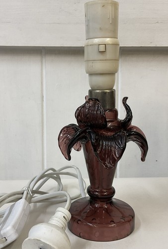 VINTAGE MURANO GLASS PURPLE FLOWER LAMP BUBBLE EFFECT ART LIGHT SMALL ...