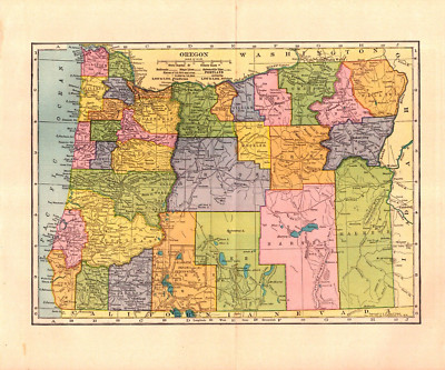 "OREGON" Antique original state map 1907 | eBay
