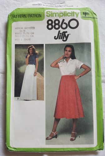 Wrap Skirt Simplicity 8860 Sewing Pattern Vtg 1978 UNCUT 14 - 16 | eBay