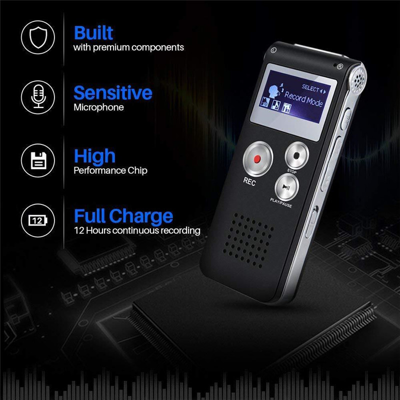 Lecture Digital Voice Recorder Dictaphone Audio MP3 Sound Mini Spy ...
