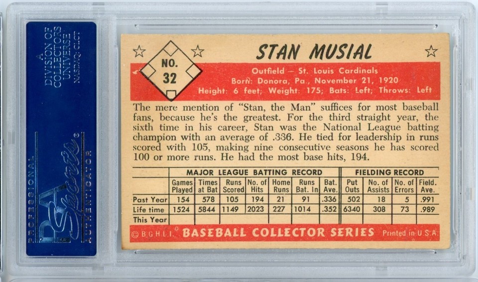 Stan Musial 1953 Bowman Color #32 AUTO AUTOGRAPHED! PSA/DNA! LOW POP ...