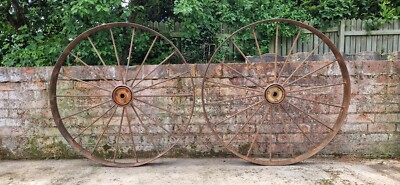 2 x Antique Iron Wheels - Garden Feature / Architectural Salvage | eBay UK