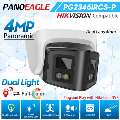 Hikvision Compatable 4MP Dual Light 2-Way Audio Panoramic Camera Dual ...
