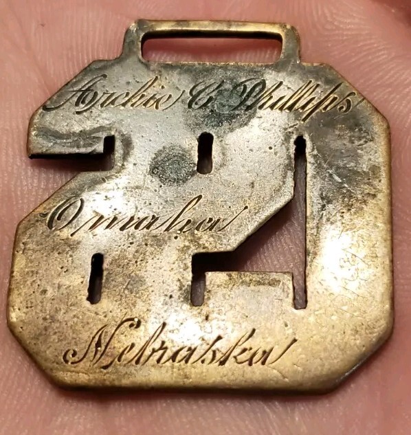 RARE EARLY 1900S OMAHA STATE COLLEGE NEBRASKA NAME ENGRAVED WATCH FOB ...