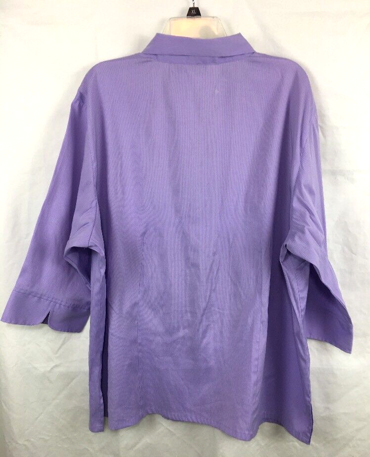 DCC Woman Stretch Purple Pin Stripe Button Front Top Size 22/24 Purple ...