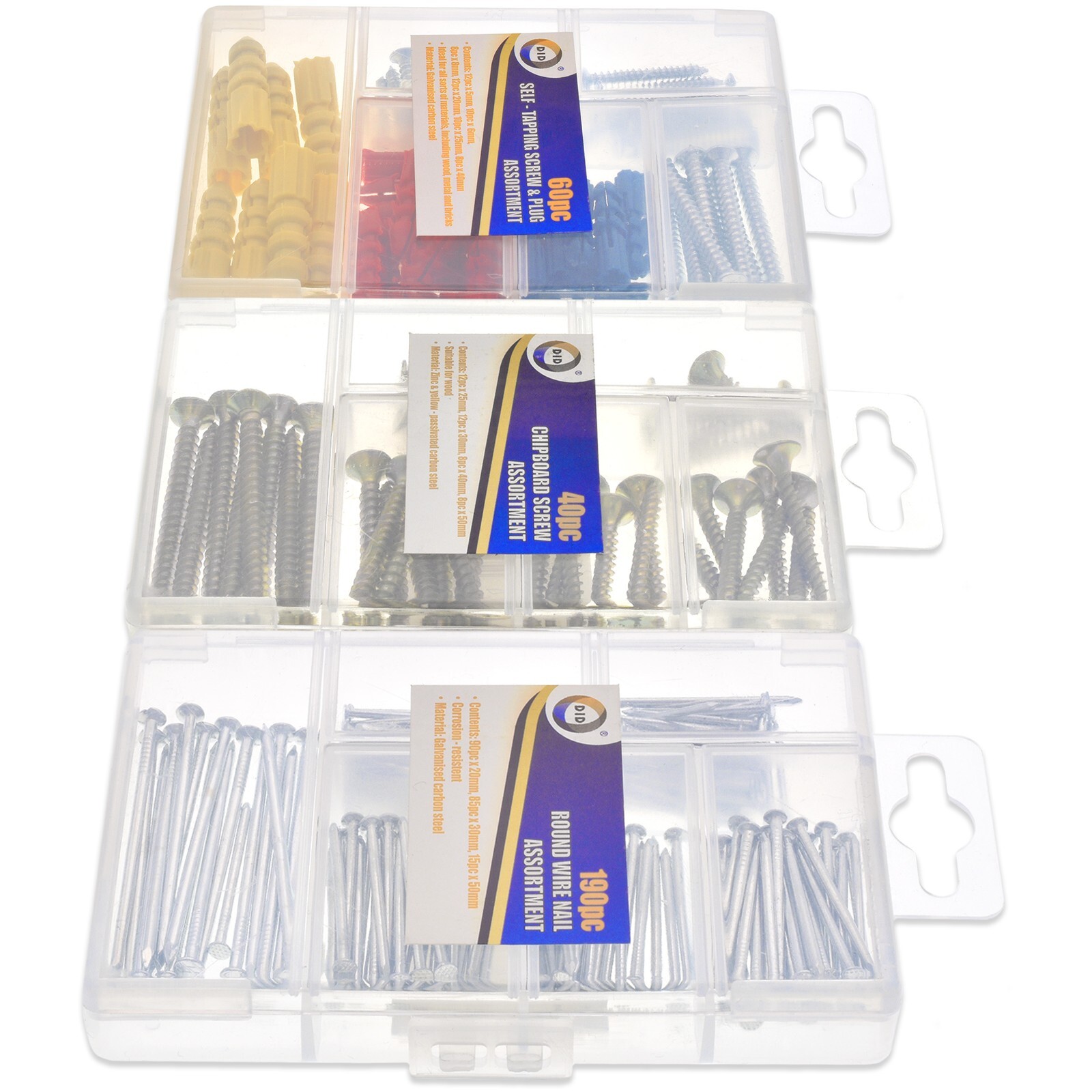 NAIL/SCREW/PLUG ASSORTED SET Tack Rawl Wall Anchor Galvanised Wood ...