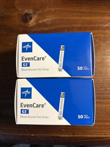 2 Boxes Of EvenCare G3 Blood Glucose Test Strips 100 Count Medline EXP ...