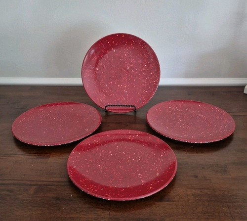 Zak Designs Red Confetti Melamine Plates 9" Burgundy Desert Salad Snack ...