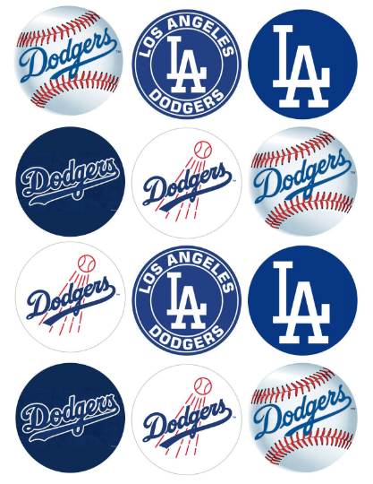 Los Angeles Dodgers Edible Image Toppers. Edible Round Pre Cut Stickers ...