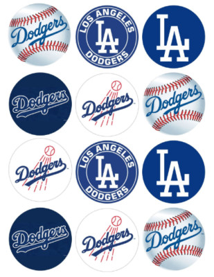 Los Angeles Dodgers Edible Image Toppers. Edible Round Pre Cut Stickers ...