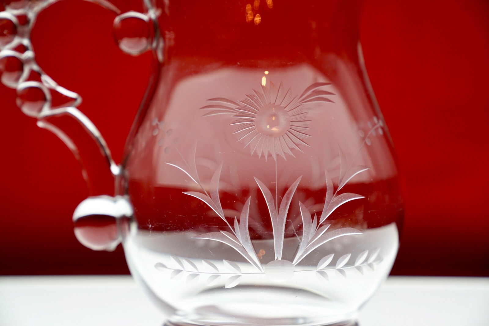 Vintage Elegant Imperial Glass Candlewick Crystal Pitcher Etched 9 ...