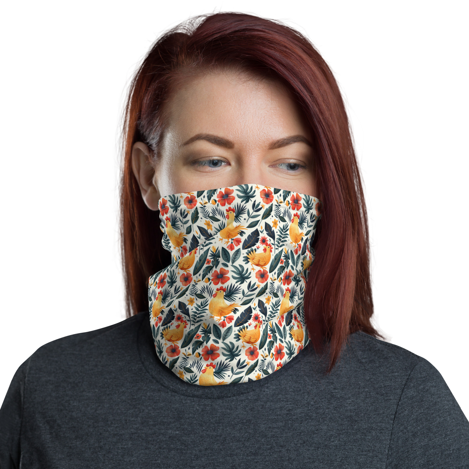 Country Chickens Floral Neck Gaiter Warmer Face Mask Alternative NEW | eBay