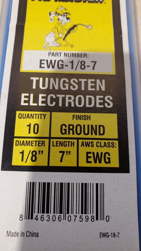 PROFAX Tig Master Tungsten Electrodes, Blue, 1/8" x 7" EWG, 10 Pack | eBay
