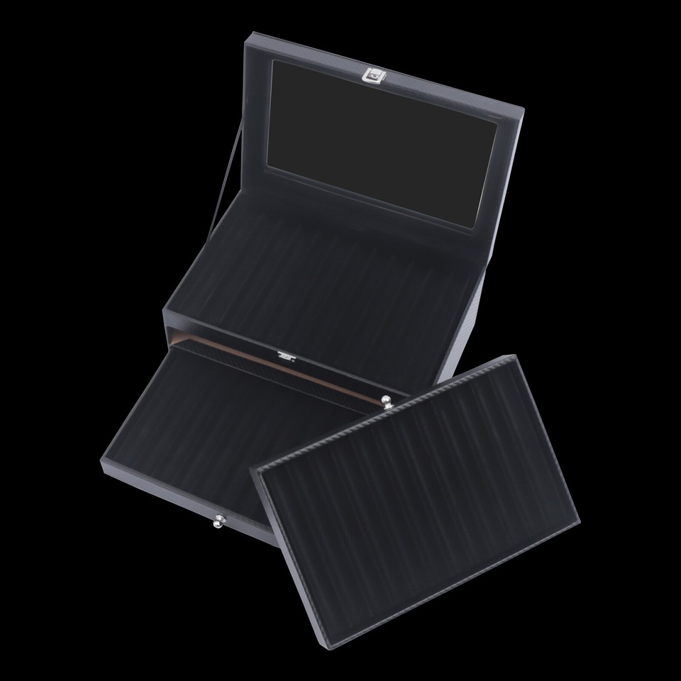 Black 36 Slots Pen Display Box Leather Pen Display Case Fountain Pen ...