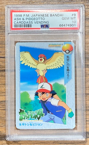 Pokemon Carddass Card Ash & Pidgeotto 9 Bandai Pocket Monsters 1998 PSA ...